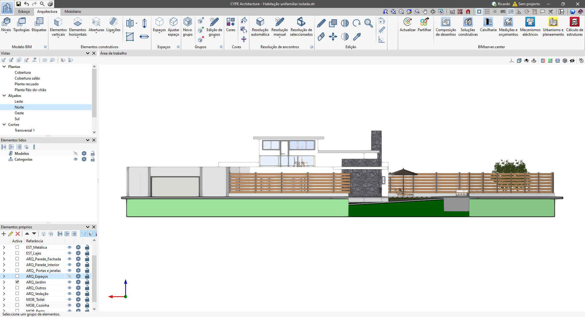 CYPE Architecture - Gestão da visibilidade dos elementos do projeto - CYPE