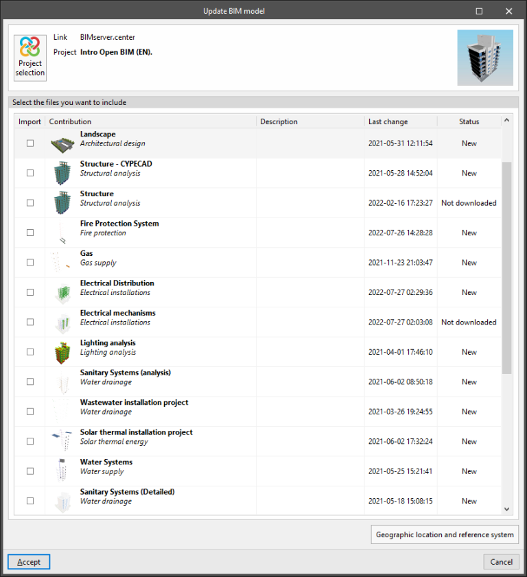 IFC Builder - Options available in IFC Builder - CYPE