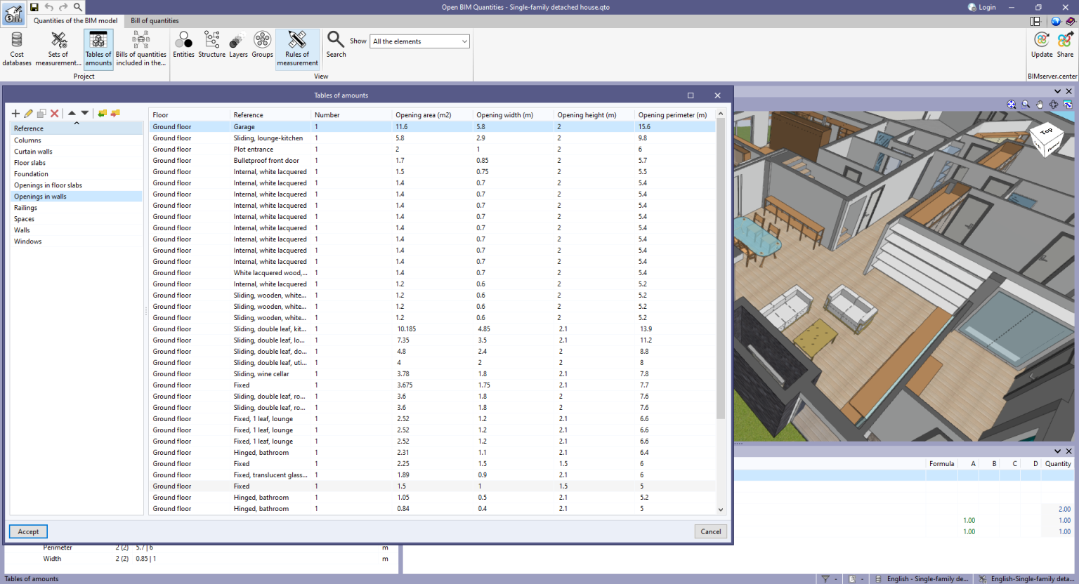 Open BIM Quantities - Tables of amounts - CYPE