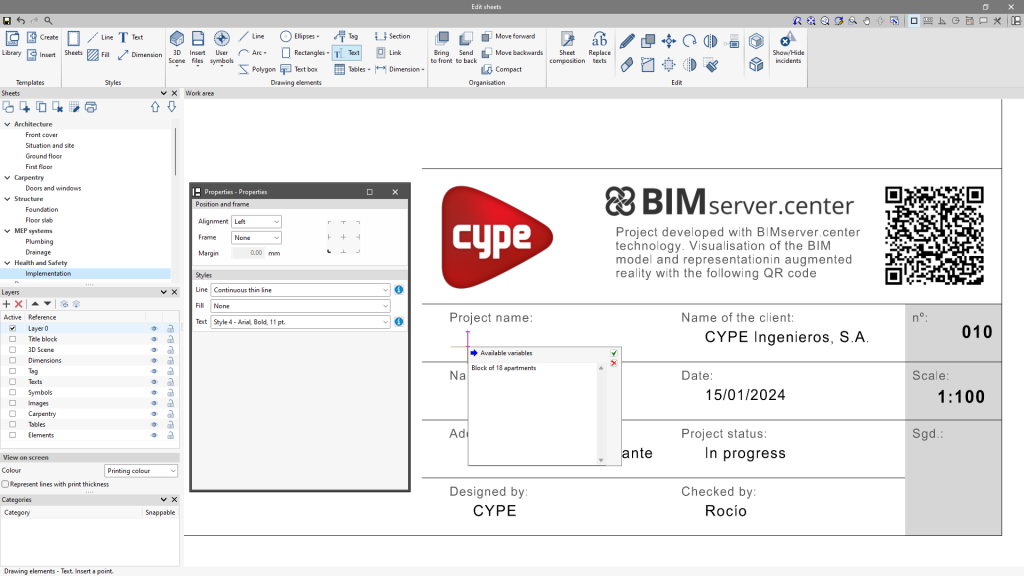 Edit sheets - Entering and editing texts - CYPE