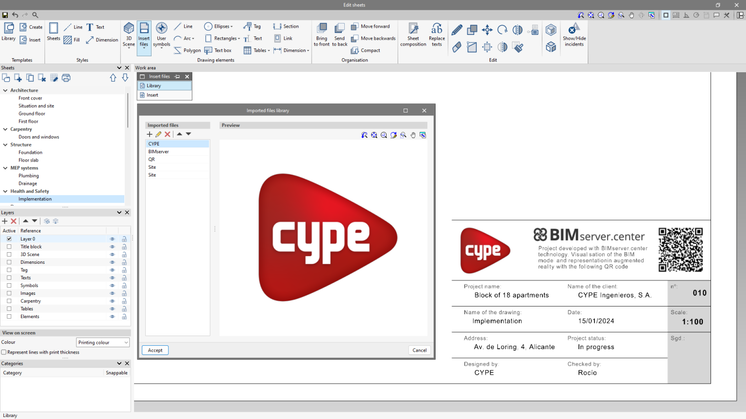 Edit sheets - Inserting external files - CYPE
