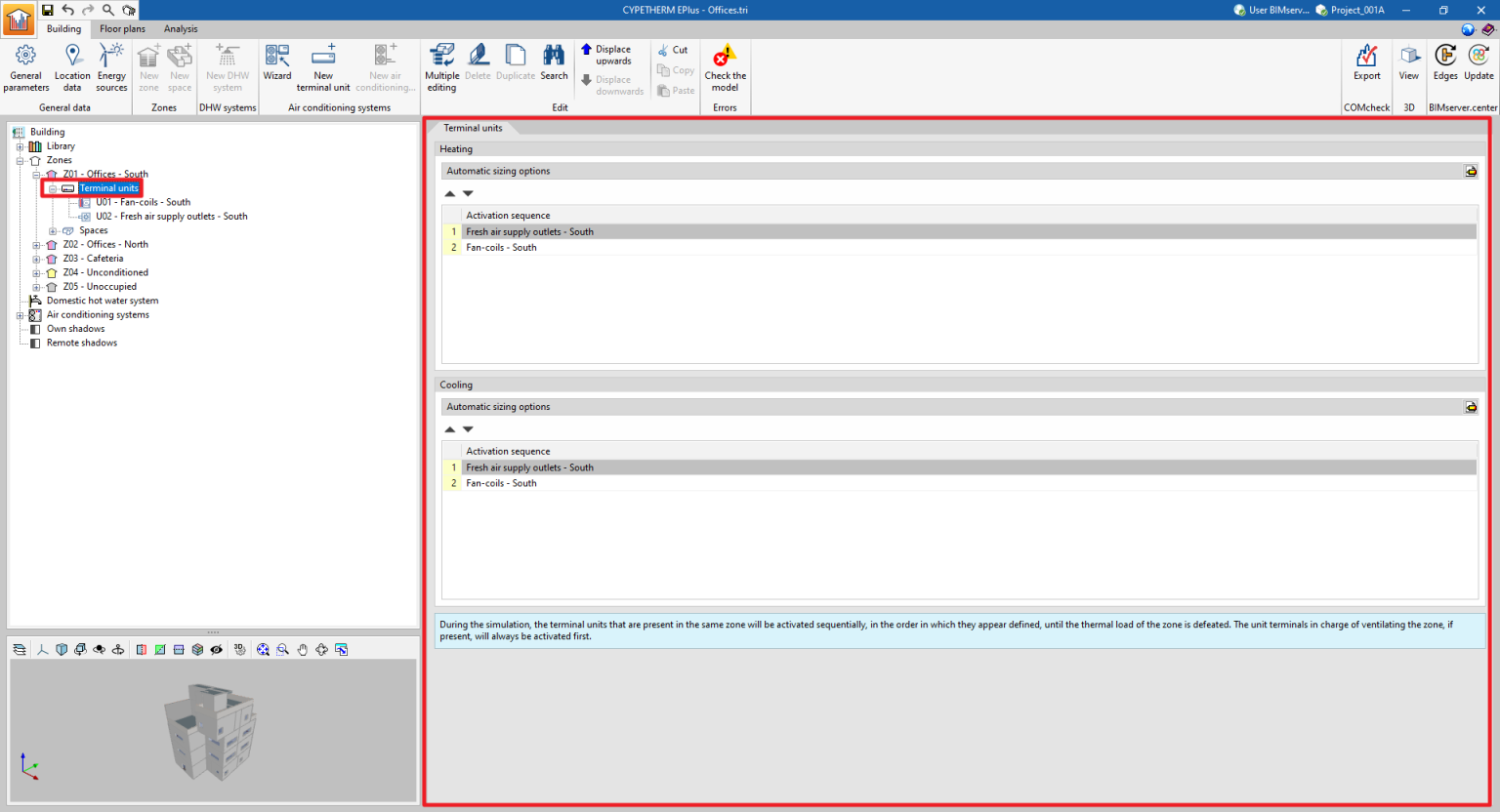 CYPETHERM programs - Terminal unit management. Activation sequence and ...