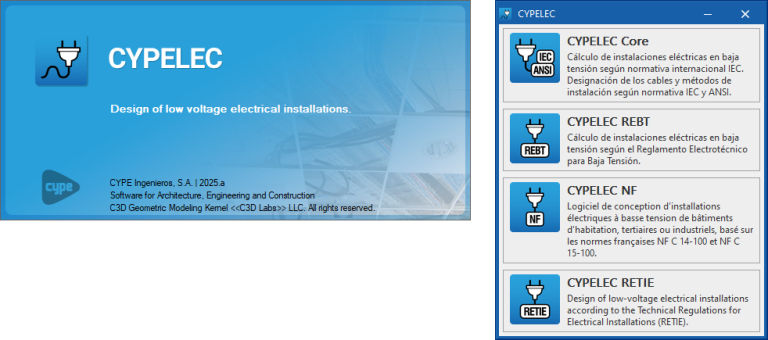 Combining the CYPELEC Core, CYPELEC REBT, CYPELEC NF and CYPELEC RETIE programs - CYPE