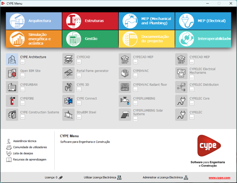 CYPE Menu. Descarga exclusiva a partir da plataforma BIMserver.center ...