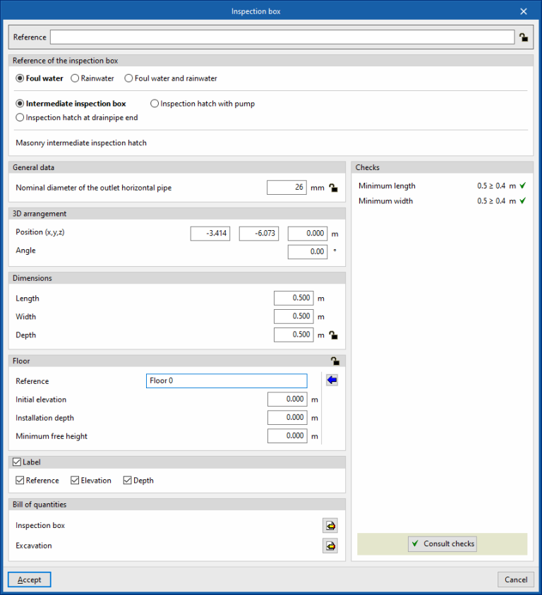 CYPEPLUMBING - Sanitary Systems. Inspection boxes - CYPE