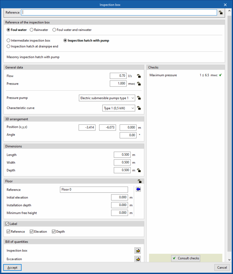 CYPEPLUMBING - Sanitary Systems. Inspection boxes - CYPE