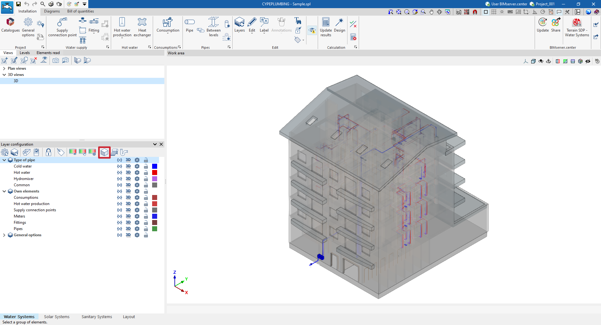 CYPEPLUMBING - Vista 3D - CYPE