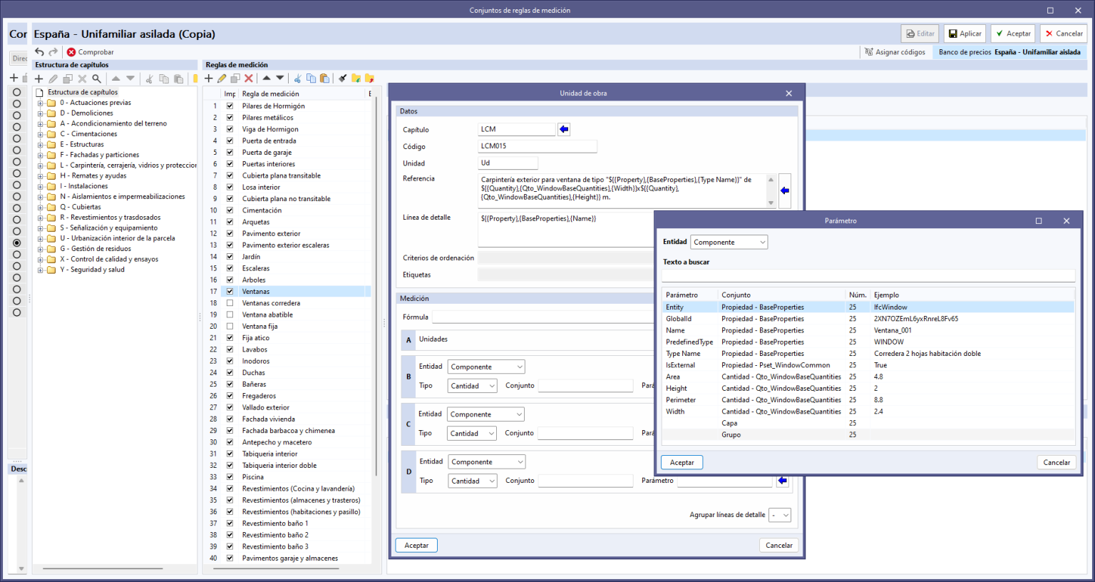 Variables en la referencia de las unidades de obra - CYPE
