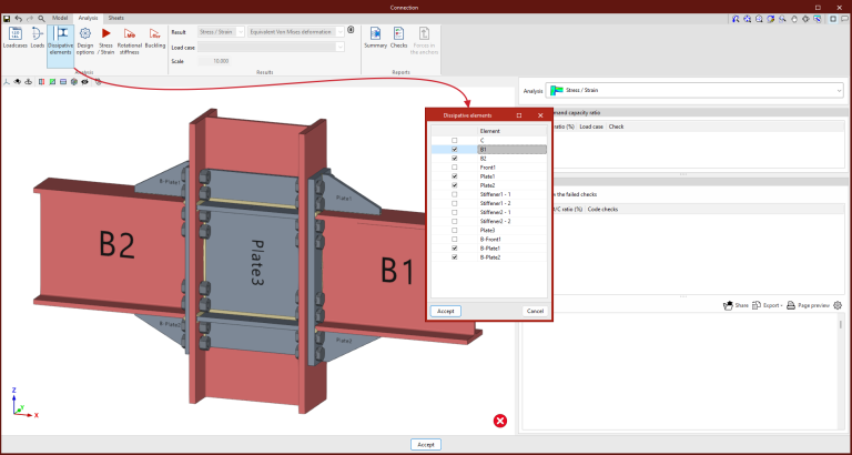 Analysing connections with energy dissipation elements, for capacity design - CYPE