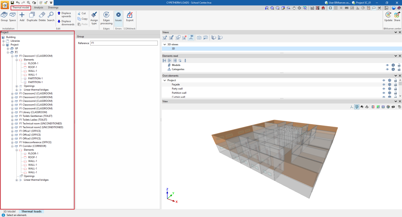 CYPETHERM LOADS - Thermal model. Project - CYPE
