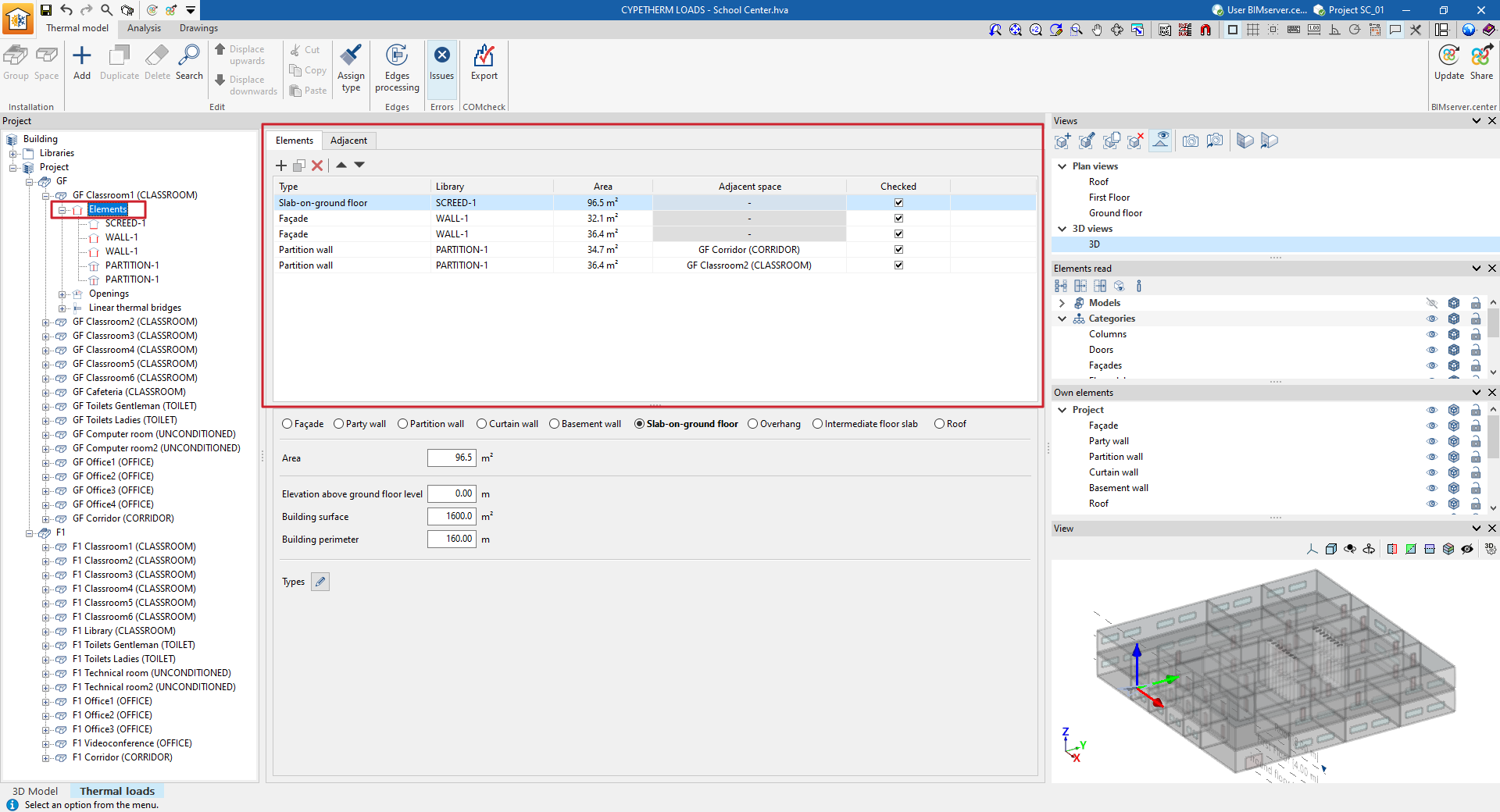 CYPETHERM LOADS - Thermal model. Project - CYPE