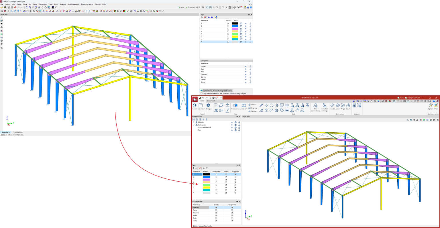 Improved export/import from CYPE 3D to CYPE Connect and StruBIM Steel - CYPE