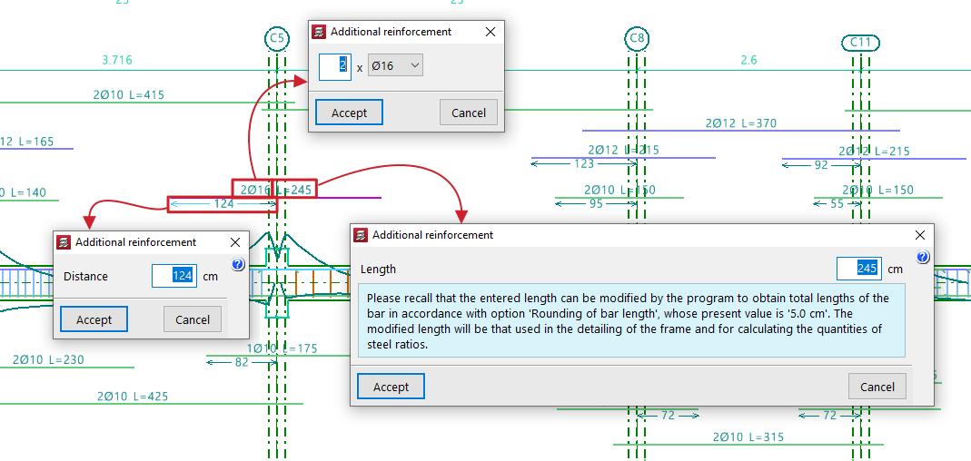 CYPECAD and CYPE 3D - Editing longitudinal reinforcement of beams - CYPE