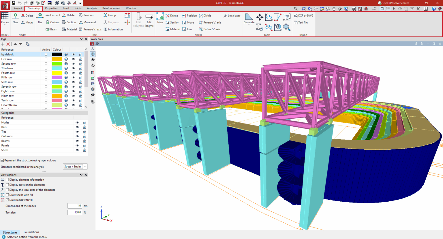 CYPE 3D - "Geometry" tab