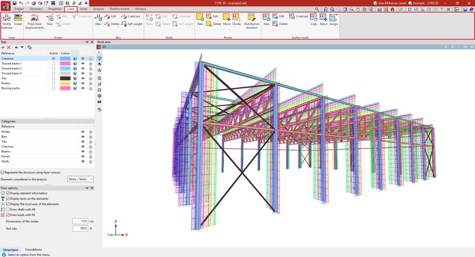 CYPE 3D - Options in the "Load" tab - CYPE