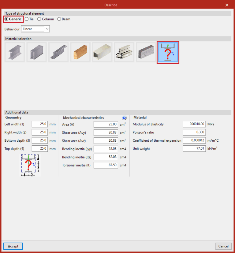 CYPE 3D - Generic sections - CYPE